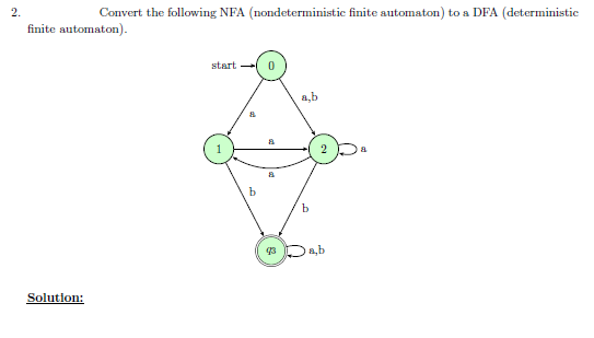 Solved 2. Convert the following NFA (nondeterministic finite | Chegg.com
