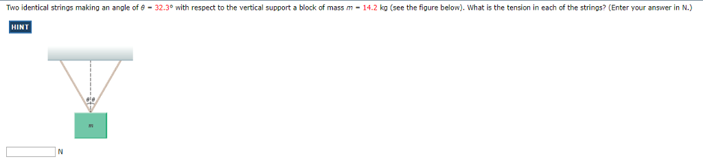 Solved Two identical strings making an angle of θ-32.30 with | Chegg.com