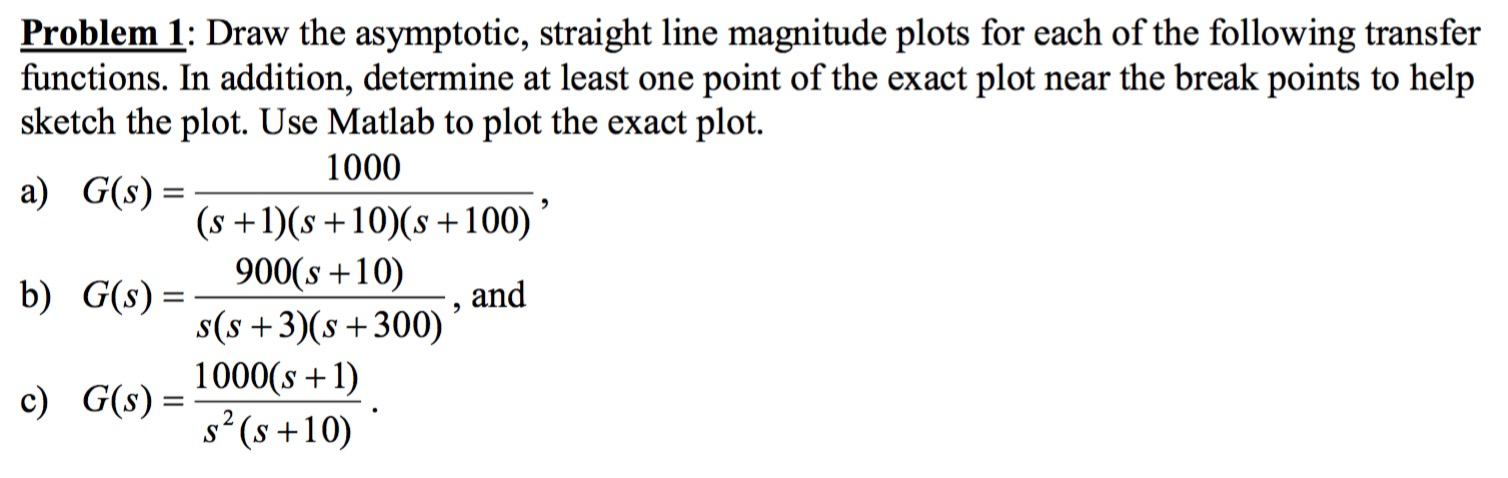 Solved Draw the asymptotic, straight line magnitude plots | Chegg.com