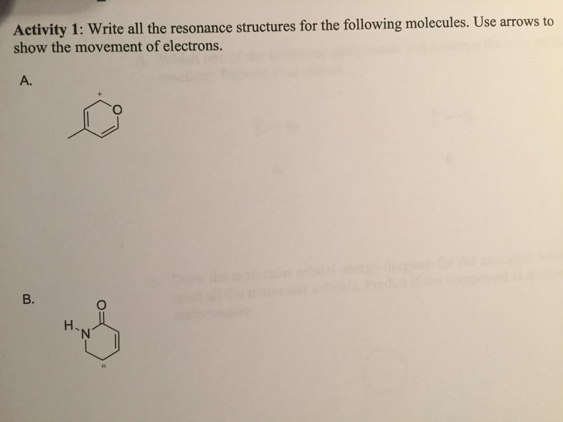 Solved Write all the resonance structures for the following | Chegg.com