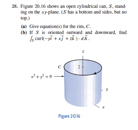 Solved 28. Figure 20.16 shows an open cylindrical can, S, | Chegg.com