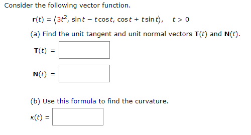 Solved Consider the following vector function. r(t) = | Chegg.com
