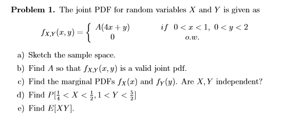 Solved The joint PDF for random variables X and Y is given | Chegg.com