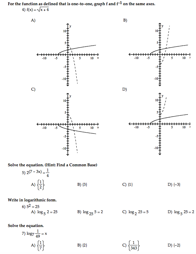 Solved For the function as defined that is one-to-one, graph | Chegg.com