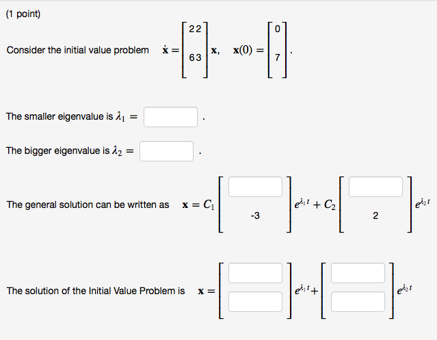 Solved (1 point) Consider the initial value problem x = x, x | Chegg.com