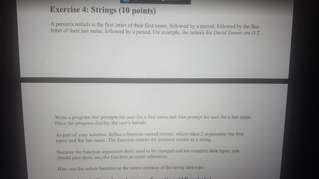 Solved A person's initials is the first letter of their | Chegg.com