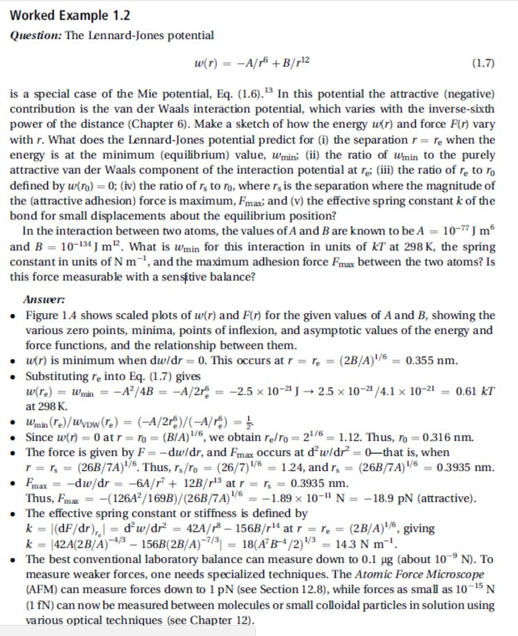 1.4 Two atoms interact via a Lennard-Jones potential, | Chegg.com