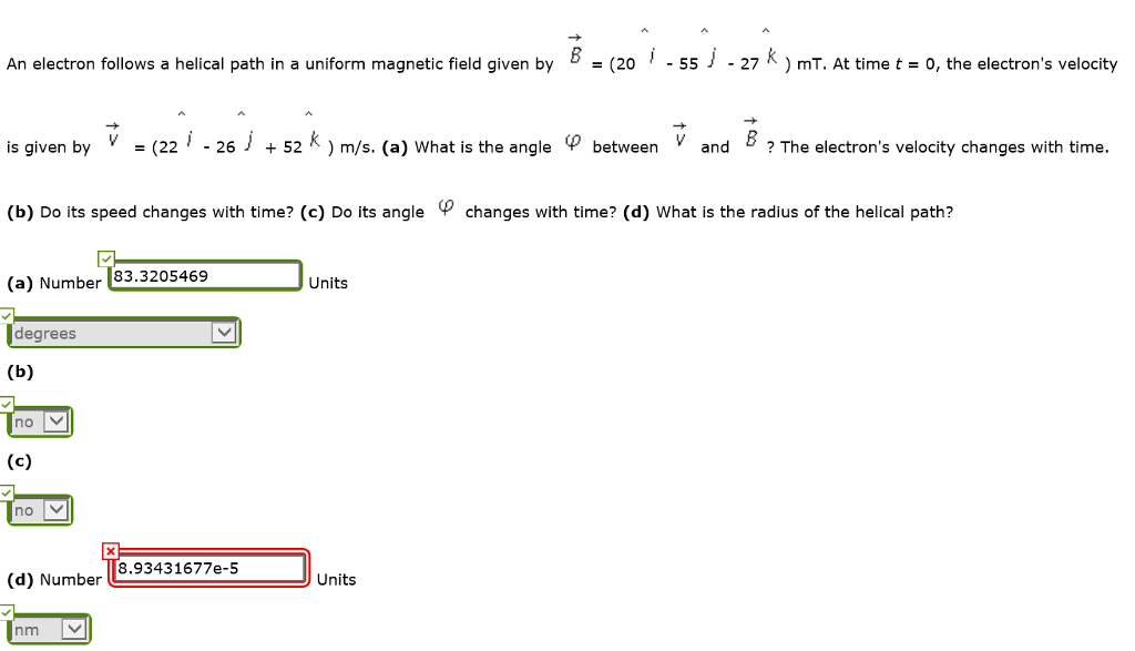 Solved An electron follows a helical path in a uniform | Chegg.com