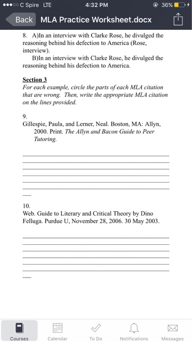 Can anyone help me with a MLA worksheet? | Chegg.com