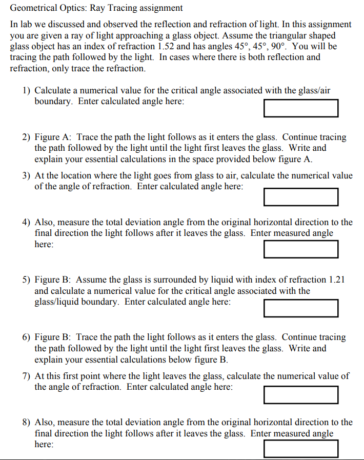 Solved Geometrical Optics: Ray Tracing assignment In lab we | Chegg.com