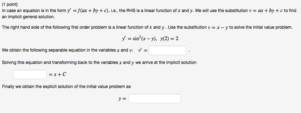 Solved In case an equation is in the form y' =f(ax + by + | Chegg.com