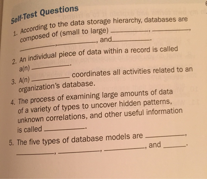 Solved According to the data storage hierarchy, databases | Chegg.com