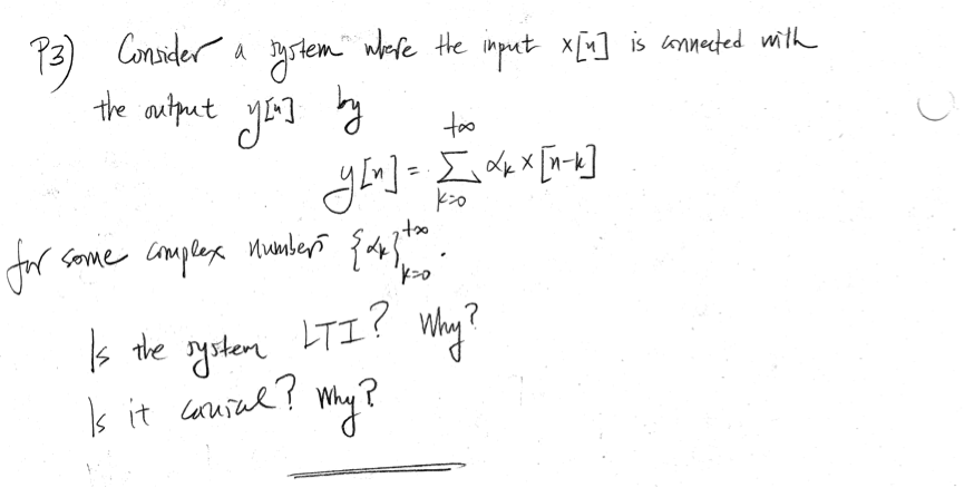 Solved consider a system where he input x[n] is connected | Chegg.com