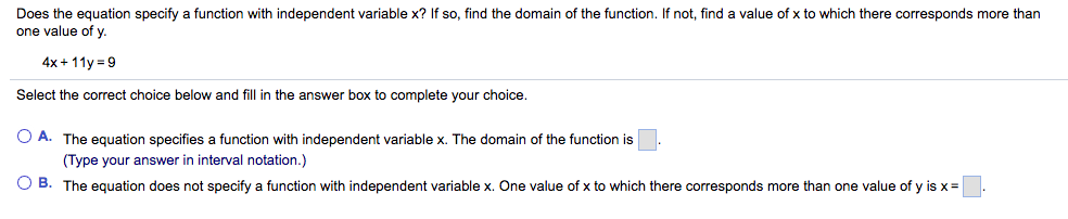 Solved Does the equation specify a function with independent | Chegg.com