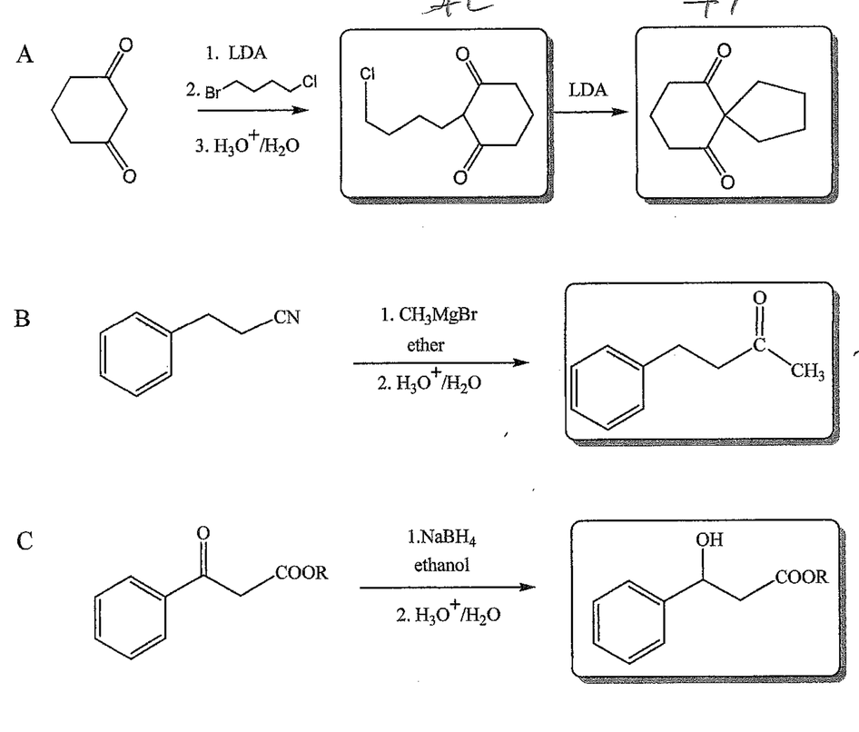 Solved 1. LDA LDA 3. H30 20 1. CH3MgBr ether CN CH3 2. H30 | Chegg.com