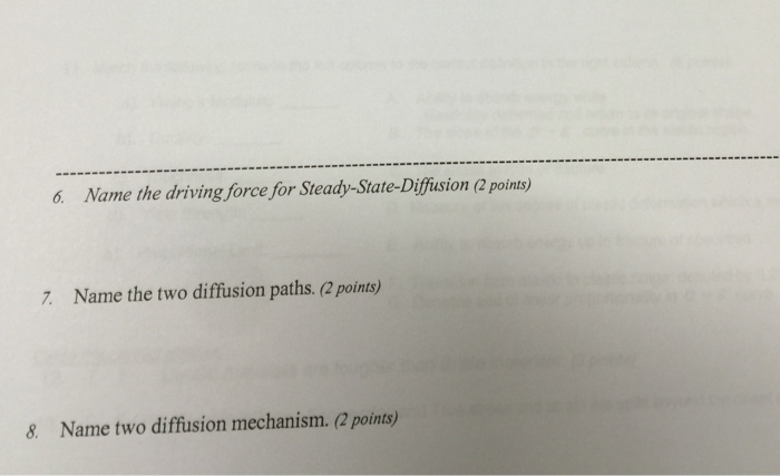 Solved Name the driving force for steadt- state- Diffusion | Chegg.com