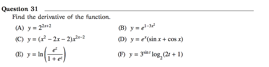 Solved Find the derivative of the function. (a) y = 2^2x + | Chegg.com