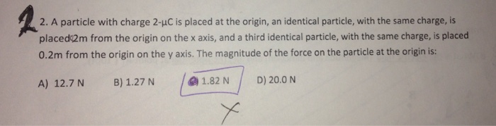 Solved A particle with charge 2-mu C is placed at the | Chegg.com
