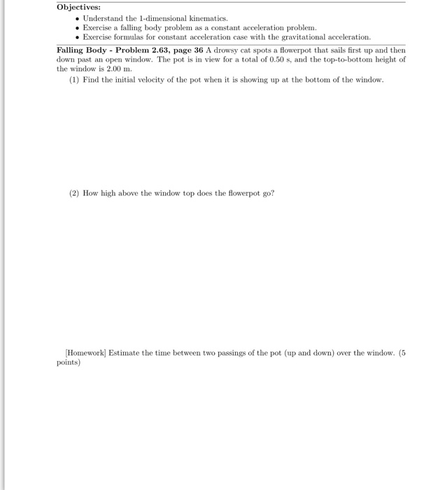 Solved Understand the 1-dimensional kinematics. Exercise a | Chegg.com