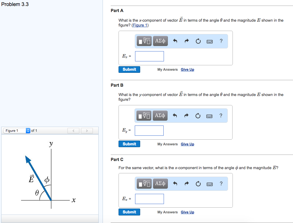 Solved Problem 3.3 Part A What is the x-component of vector | Chegg.com