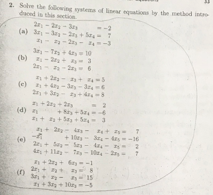 Solved 2. Solve the following systems of linear equations by | Chegg.com
