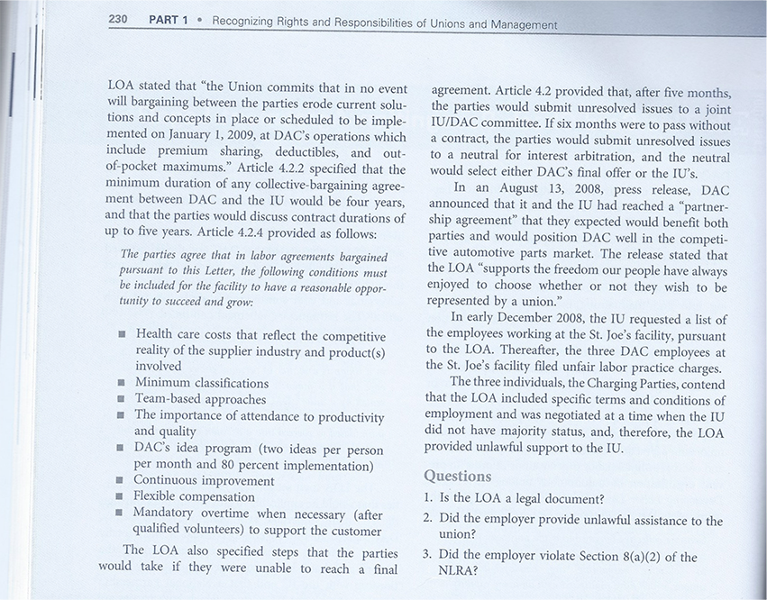 Solved Is the LOA a legal document? Did the employer provide | Chegg.com