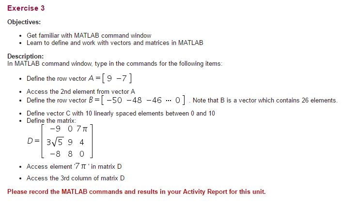 Solved Get familiar with MATLAB command window Learn to | Chegg.com
