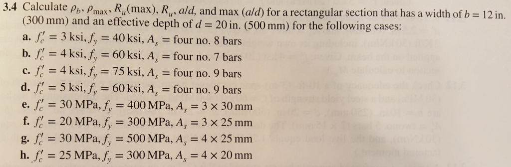Solved Calculate rho_b, rho_max, R_u(max), R_u, a/d, and ma | Chegg.com