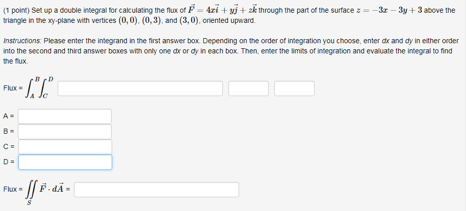 Solved (1 point) Set up a double integral for calculating | Chegg.com