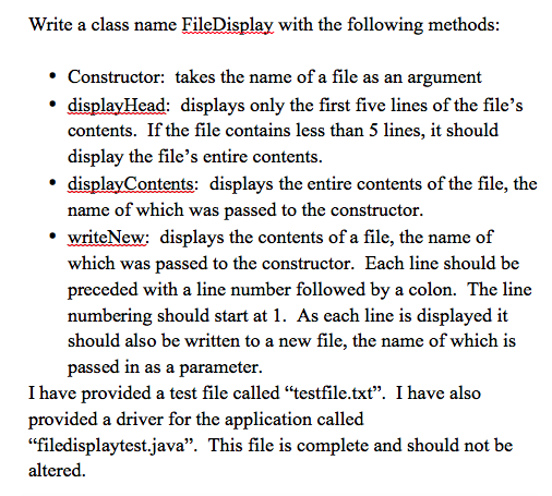 Solved Write a class name FilcDisplay with the following | Chegg.com