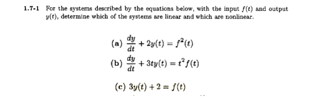 Solved For the systems described by the equations below, | Chegg.com