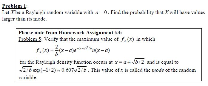 Solved Problem 1 Let Xbe A Rayleigh Random Variable With