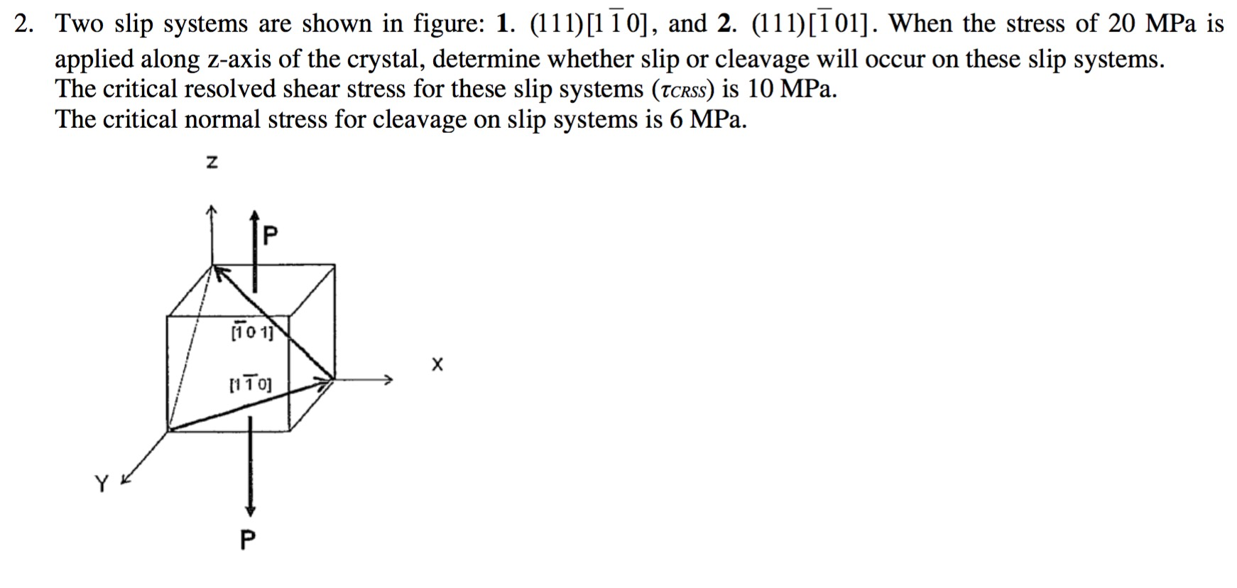 Solved Two slip systems are shown in figure: 1. (111)[110], | Chegg.com