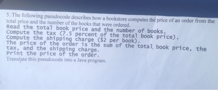 Solved The Following Pseudocode Describes How A Bookstore