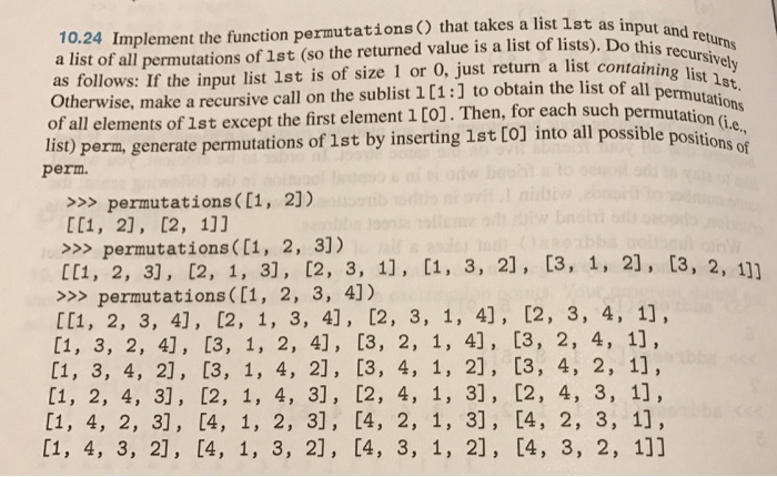 Solved Implement function permutations () that takes a list | Chegg.com