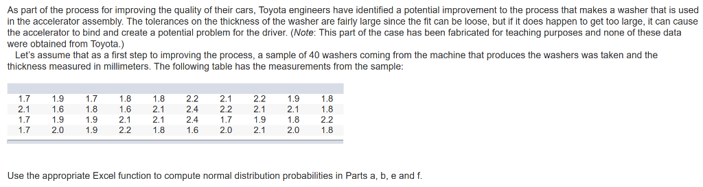 Solved As part of the process for improving the quality of | Chegg.com