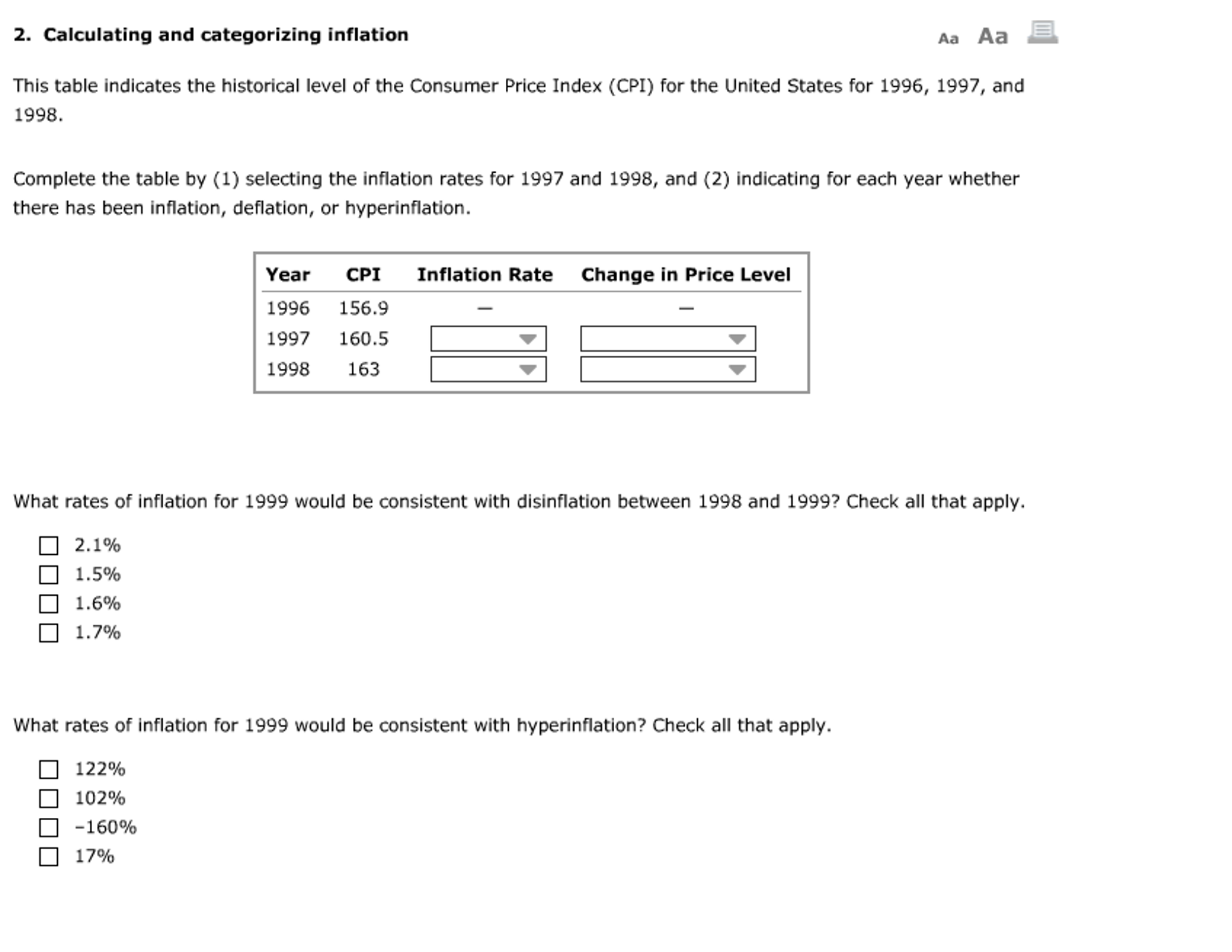 Solved Calculating and categorizing inflation This table | Chegg.com