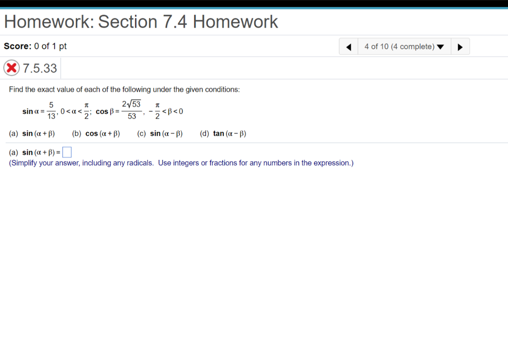 Solved Homework Section 7 4 Homework Score 0 Of 1 Pt X