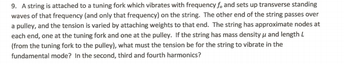 Solved 9. A string is attached to a tuning fork which | Chegg.com