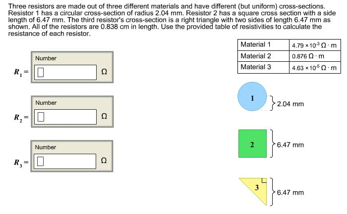 Solved Three resistors are made out of three different | Chegg.com