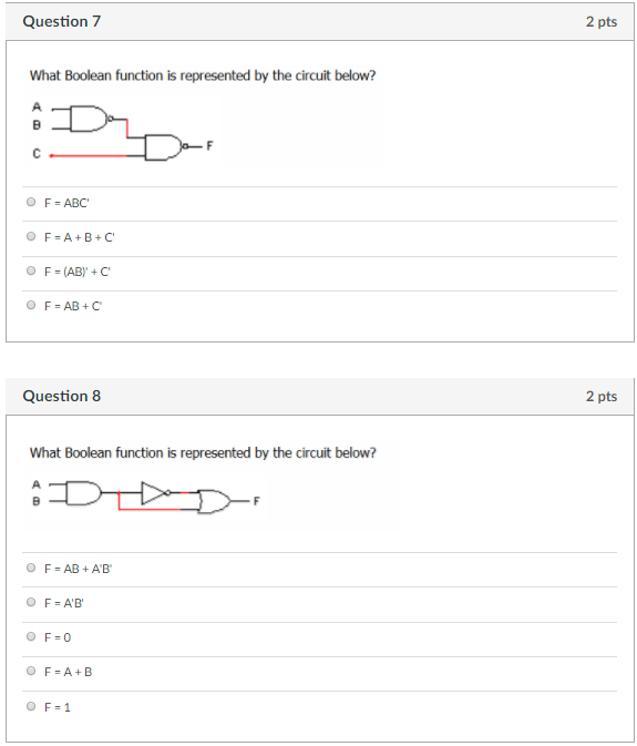 Solved Question7 2 pts What Boolean function is represented | Chegg.com
