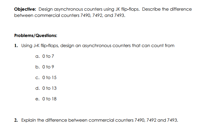 Solved Objective Design Asynchronous Counters Using Jk