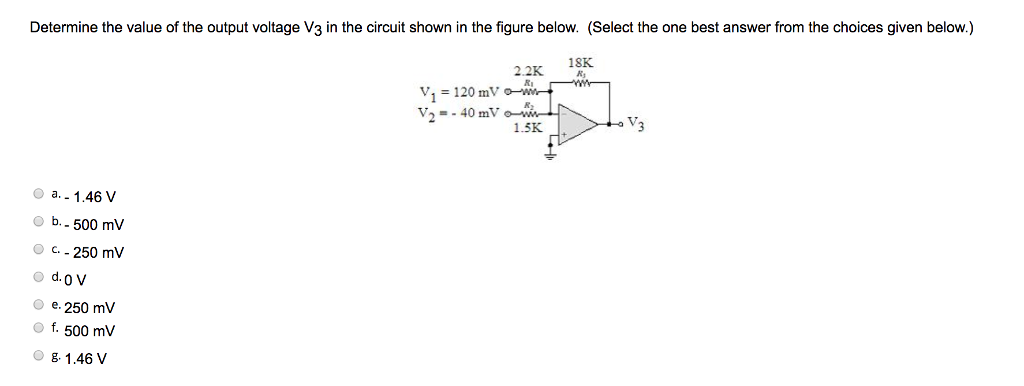 Solved Determine the value of the output voltage V3 in the | Chegg.com