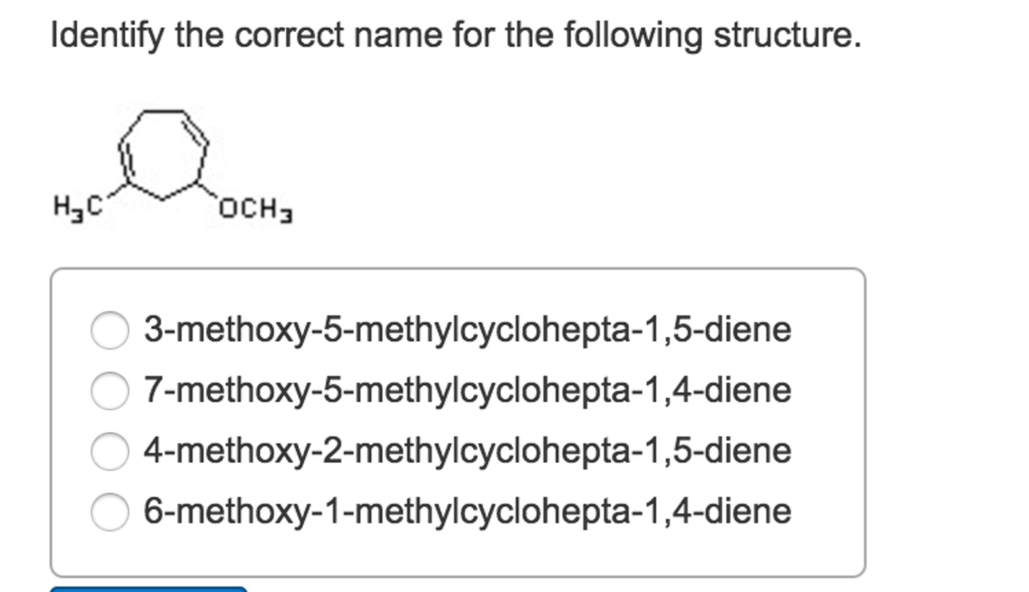 Solved Identify the correct name for the following | Chegg.com