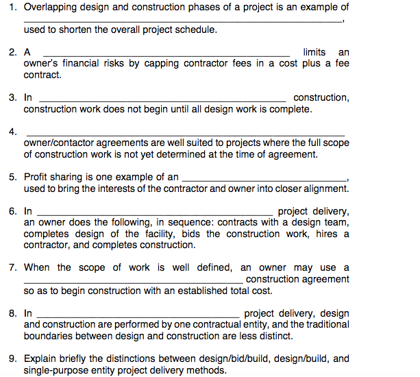 Solved Overlapping design and construction phases of a | Chegg.com