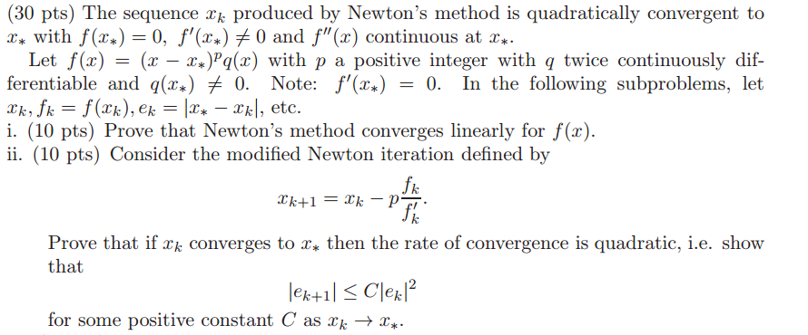 Solved (30 pls) 'Ihu pro by Nowion's method i quadratically | Chegg.com