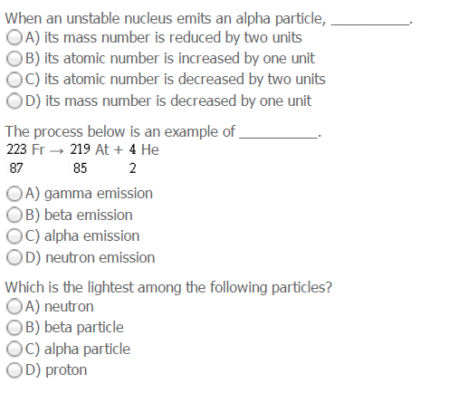 Solved When an unstable nucleus emits an alpha particle, | Chegg.com