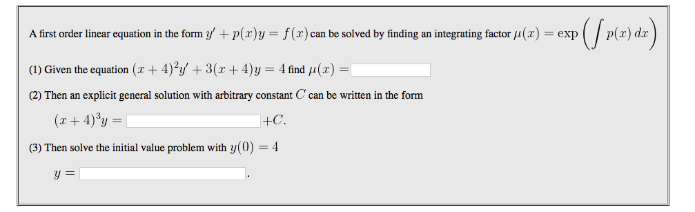 Solved Part A(A first order linear equation in the form y? + | Chegg.com