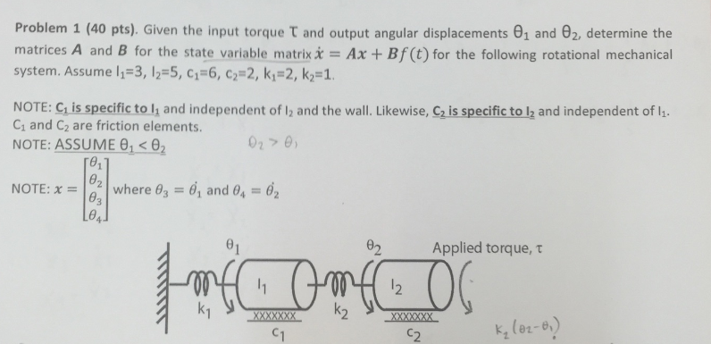 Solved Given the input torque tau and output angular | Chegg.com