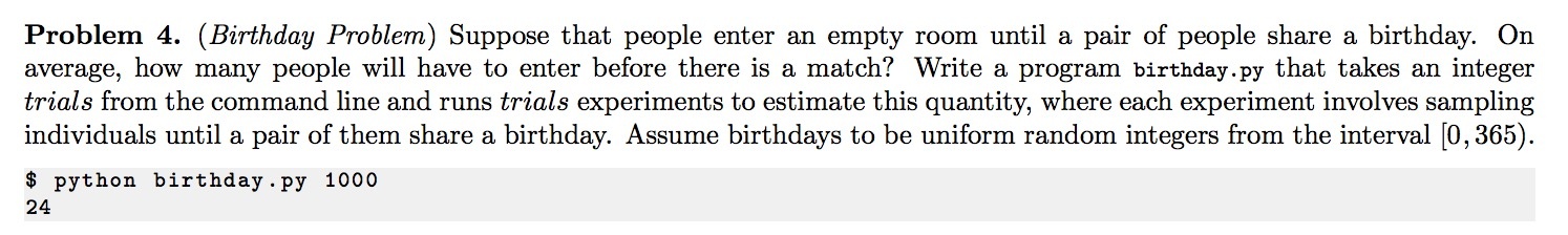 Solved (Birthday Problem) Suppose that people enter an empty | Chegg.com